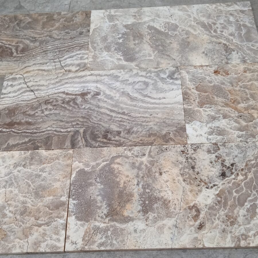 Travertine Silver White tiles Opus roman